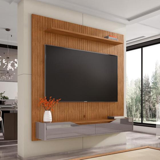 Home Para TV Ripado até 60 Polegadas Cetus 180 Cedro Cinza Pérola ...