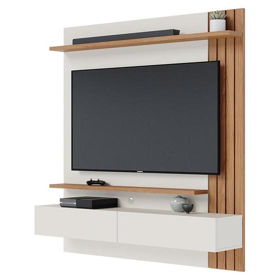Home Suspenso Juriti 1.5 Ripado para TV até 65” Off White Matte/Freijó ...