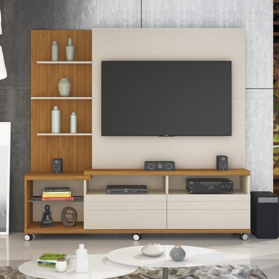 Home Theater Atacama para TV até 60 Polegadas - Off White com Nature - Germai - RPM Móveis ...