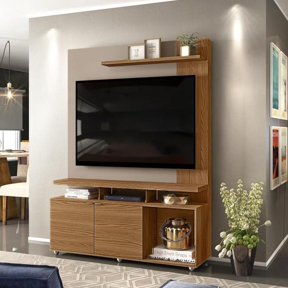 Home Theater Rack Sala de Estar Para TV 50 Polegadas 2 Portas 1 Prateleira MDF Marrom Cinza - DJ ...