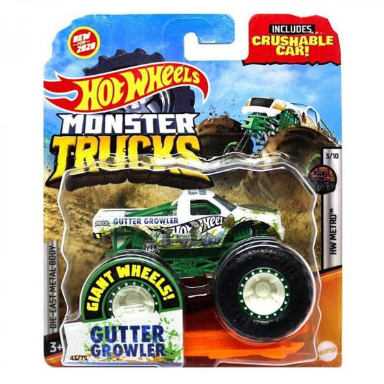 Hot Wheels - 1:64 - Gutter Growler - Monster Trucks - GJD96 - Caminhões ...