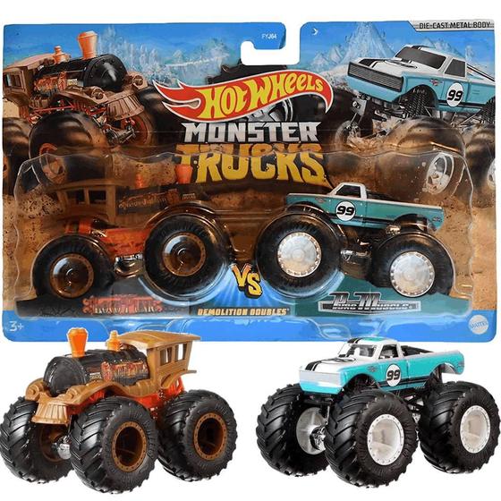 Hot Wheels Monster Truck Pack Com 2 Loco Punk VS Pure Muscle - Mattel - Carrinho de Brinquedo ...