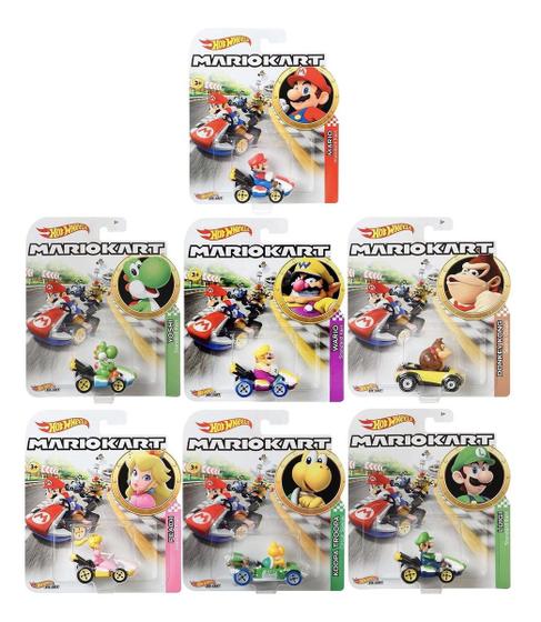 Hot Wheels - Set 7 Miniaturas - Mario Kart - Gbg25 - Mattel - Carrinho ...