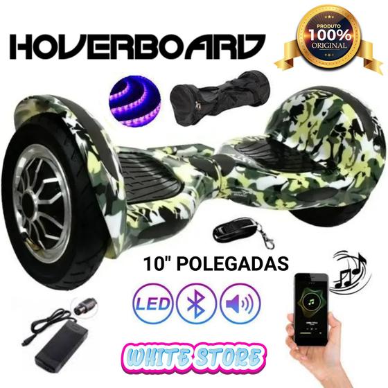 Hoverboard 10" skate elétrico bluetooth led frontal 10" polegadas camuflado original ...