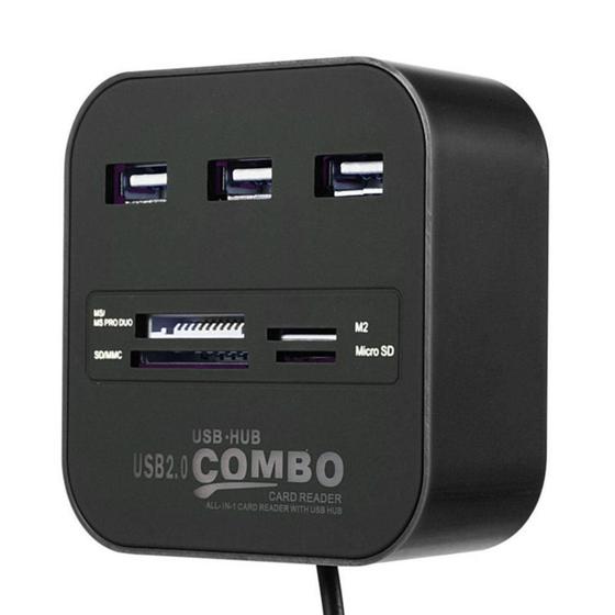 Hub 3 Portas Usb 2.0 Leitor De Cartão Micro SD Integrado Universal ...