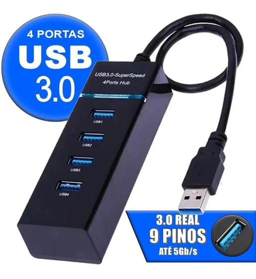 Hub Cabo Usb 3.0 Extensor 4 Portas High Speed Hd Pen Drive - Kapbom ...