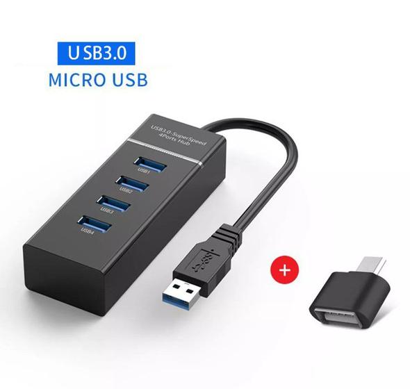 Hub Cabo Usb 3.0 Extensor 4 Portas High Speed PenDrive Preto - Futuro ...