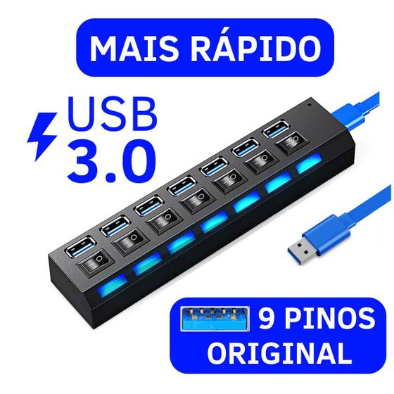 Hub Usb 3.0 7 Portas Extensão Rápida Pendrive Not HD Mouse Régua USB ... Hub Usb 3.0 7 Portas Extensão Rápida Pendrive Not HD Mouse Régua USB ...