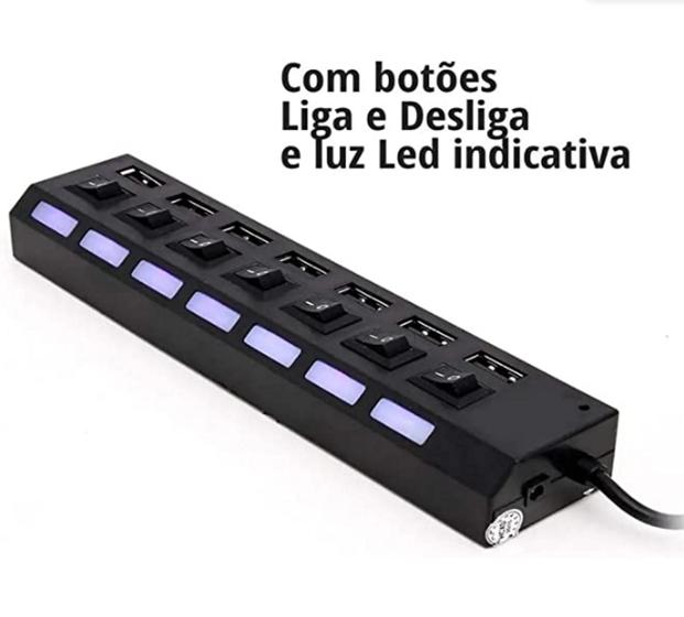 Hub Usb Extensão Usb 2.0 - 7 Portas Pc Hd Externo Pendrive Gamer Kapbom ...