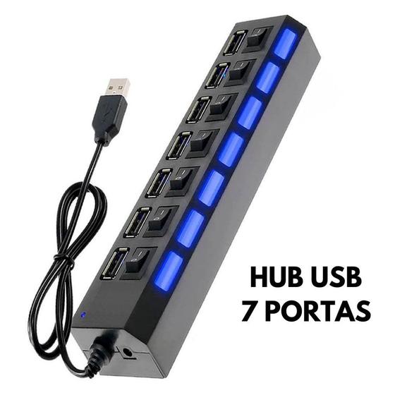 Hub USB Extensor USB com 7 Portas para Notebooks - Hub Usb 2.0 - Hub ...