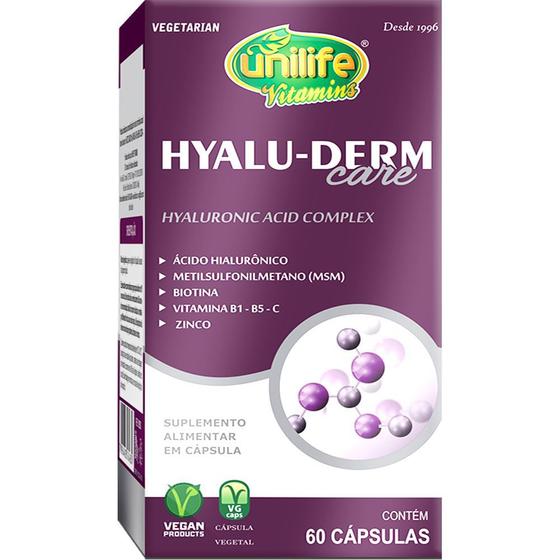 Hyaluderm (Ácido Hialurônico) + Vit. e Minerais Unilife 60 cápsulas ...