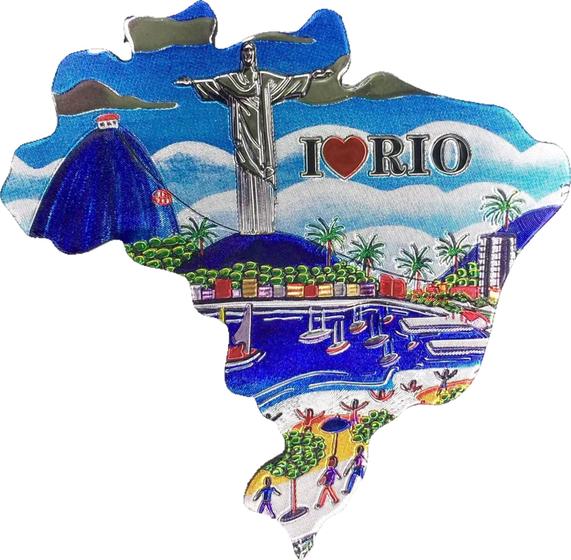 Imã de Geladeira Mapa Brasil Lembrança do Rio De Janeiro Souvenir ...