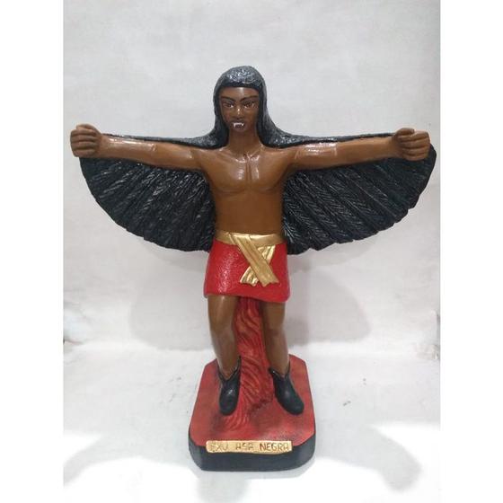 Imagem Exu Asa Negra Escultura Estatua Gesso 20 Cm - Filho da Lua ...