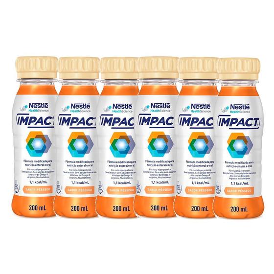 Impact Pêssego Suplemento Alimentar 200ml Kit com seis unidades ...