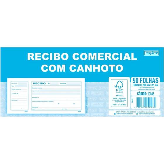 Impresso Recibo Comercial com Canhoto - Bloco com 50 Folhas - SD Inovacoes - Recibo - Magazine Luiza