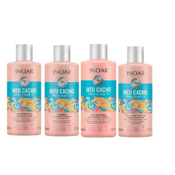 Inoar Meu Cacho, Meu Crush Pre Shampoo e Shampoo mais Condicionador e Leave-in 400ml - Kit de ...