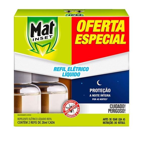 Inseticida Mat Inset 45 Noites Refil Elétrico Líquido Embalagem com 2 ...