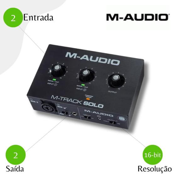 Interface de Áudio M-Track Solo USB M-Audio - Preto - Interface de ...