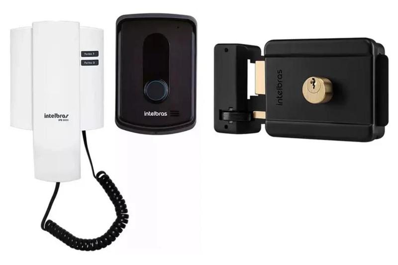 Interfone Intelbras IPR8010 Fechadura Intelbras FX500 e Cabo ...