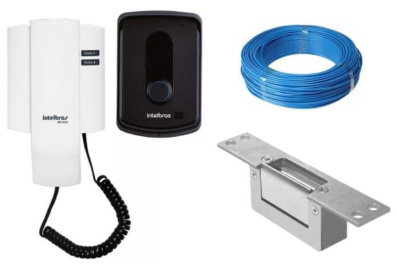 Interfone Residencial Intelbras 8010 e Fecho Hdl e 20 Mts Cabo ...