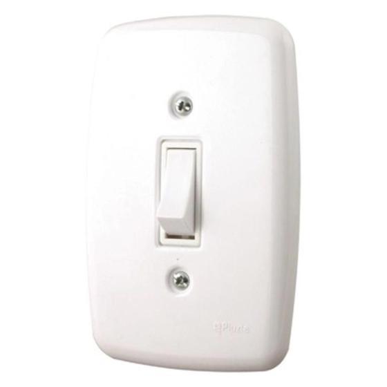 Interruptor 1 Tecla Simples 2x4 com Placa Modular Branca Pluzie 77709 ...