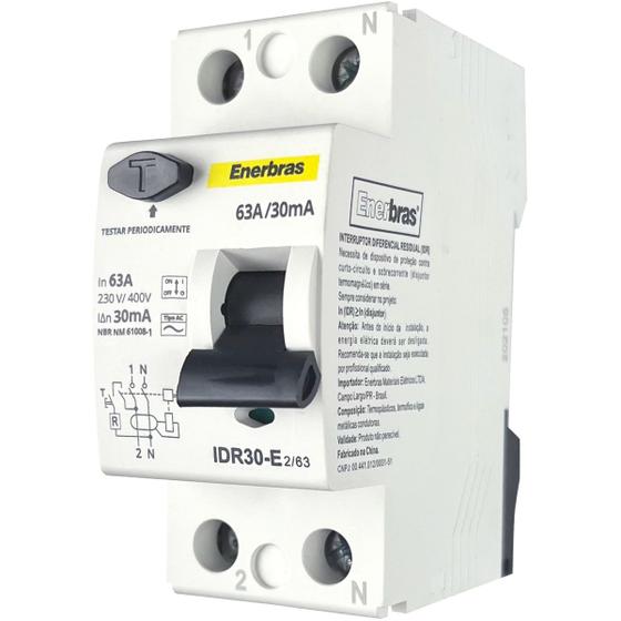 Interruptor diferencial Dr Idr 30ma bipolar 63A - Enerbras - Interruptores - Magazine Luiza