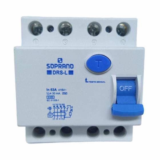 Interruptor Diferencial DRS-L Tetrapolar 63A SOPRANO - Interruptores - Magazine Luiza