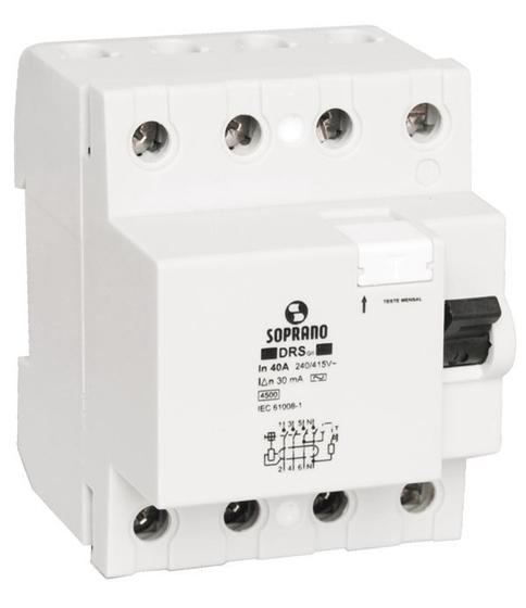 Interruptor DIN DR Tetrapolar 63A 30MA DRS4P - Soprano - Interruptores - Magazine Luiza