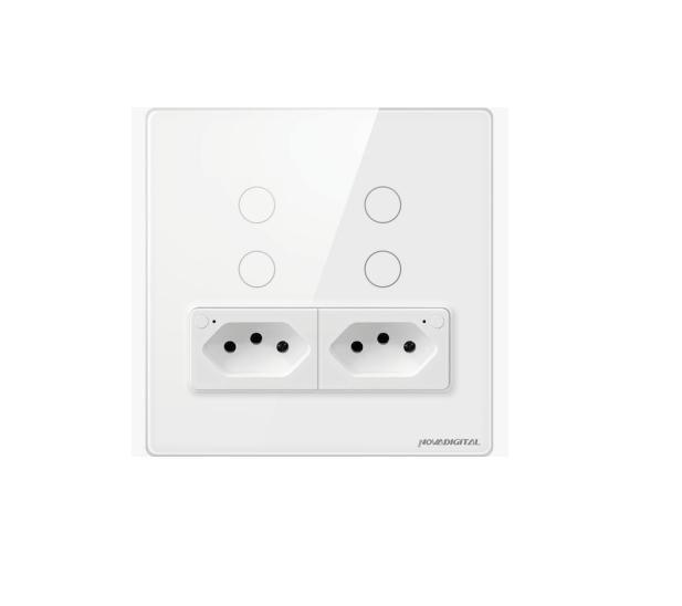 Interruptor Inteligente 4 Botões Touch 2 Tomada Wi-fi 4x4 - Nova ...