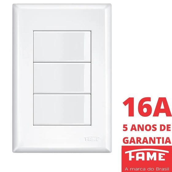 Interruptor Paralelo Three Way 3 Teclas 16A Com Placa Evidence FAME ...