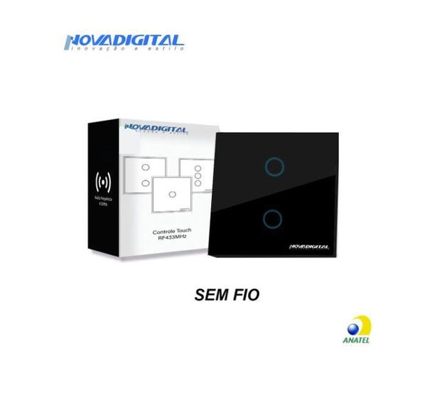 Interruptor sem Fio RF 433 Mhz Novadigital Preto 2 Teclas - Nova ...