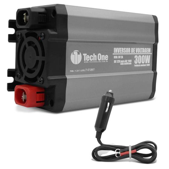 Inversor de Voltagem Tech One 300W 12V para 110V Conversor Tomada USB - Elétrica de Carro ...