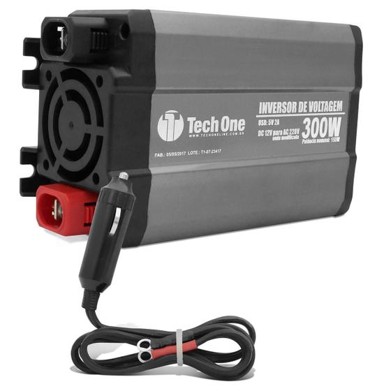 Inversor de Voltagem Tech One 300W 12V para 220V Conversor Tomada USB - Elétrica de Carro ...