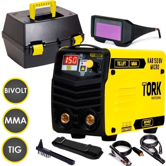 Inversora Solda 150A Mma Tig Bivolt Tork + Óculos + Maleta B - Super ...