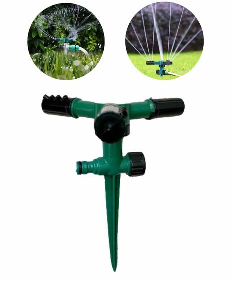 Irrigador Aspersor Giratório 360º com Espeto Automático para Jardim ...