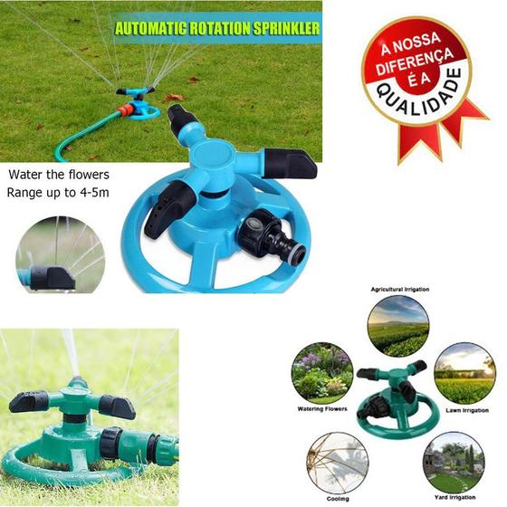- Irrigador de Jardim Grama Gramado Com 3 Bicos Rotativo 360 Graus ...