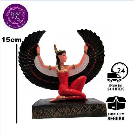 Isis Alada 15cm Asas Abertas Vermelho/Branco Estátua Deusa Egípcia Alta ...