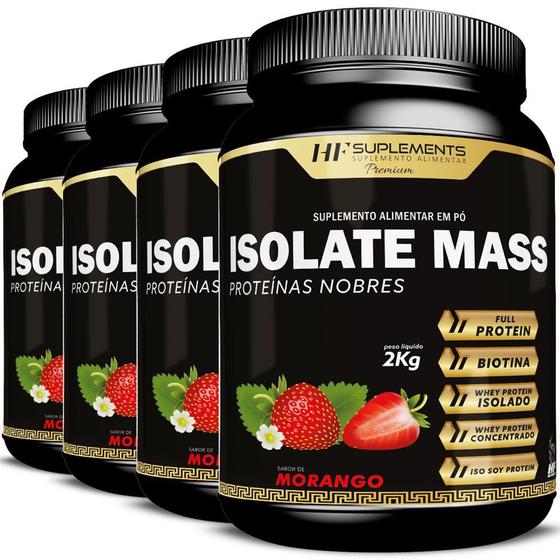 Isolate Mass Hipercalorico Proteinas Nobres 2Kg Morango 4Un - HF ...