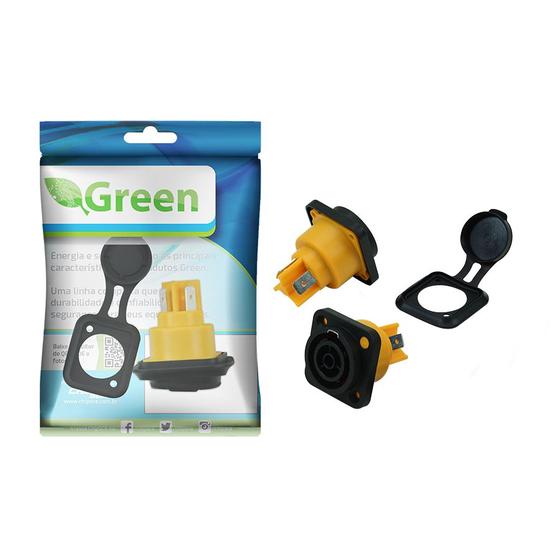 Jack Cb Power Macho Pcon Conector Plug Powercon In p/ Painel - GREEN ...