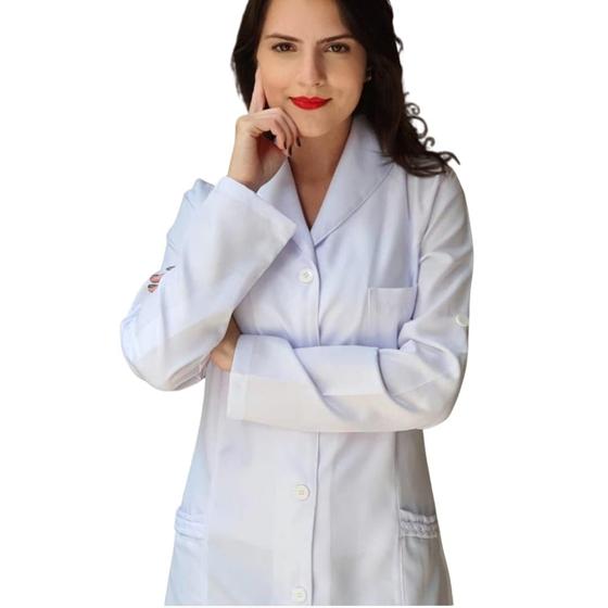 Jaleco gola Smoking -Cor BRANCO - Bandar - Jaleco Médico / Hospitalar ...