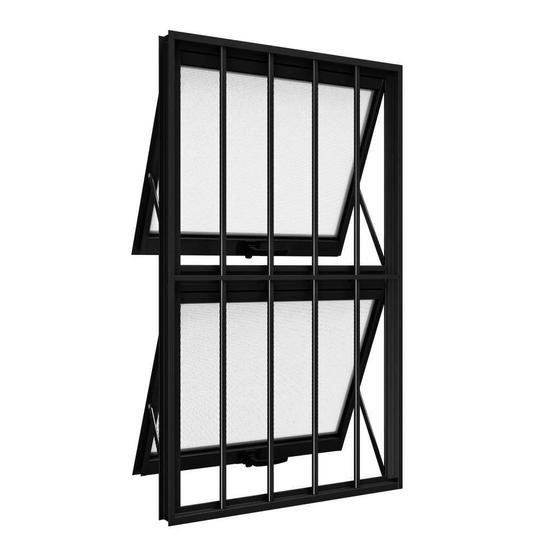 Janela de Alumínio Maxim-Ar Duplo Vertical 118 x 60 x 5,5 cm Preto com ...