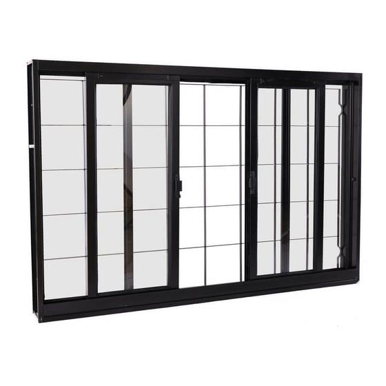 Janela de Correr em Aço 100 x 120 x 12 cm com Grade 4 Folhas Preto ...