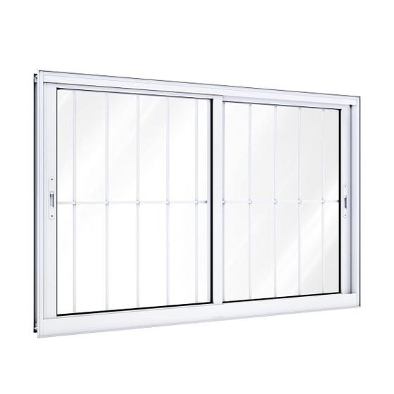 Janela De Correr Em Alumínio Com Grade Lateral 100x120 Lucasa Branca ...