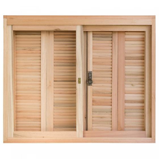 Janela de Madeira Veneziana 100x150cm Com Caixilho 14cm EWK 100 ...