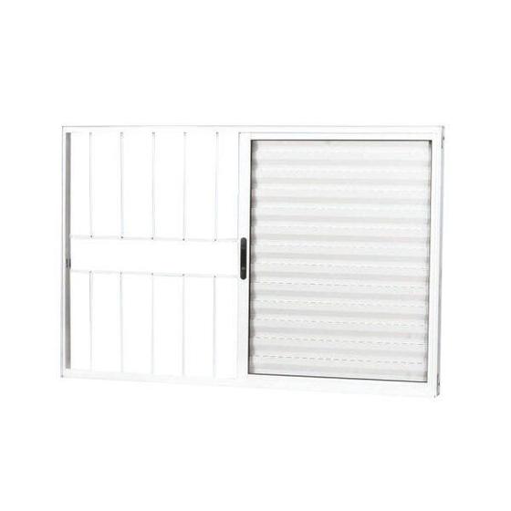 Janela Veneziana Alumínio 3 Folhas Fixa com Grade MGM Sólida 100x120cm ...