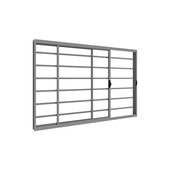 Janela Vitrô 2 Folhas Com Grade Horizontal 1,20m x 1m em Alumínio Cinza ...