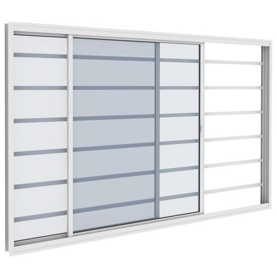 Janela Vitrô 2 Folhas Com Grade Horizontal 1,20mx1m em Alumínio Branco ...