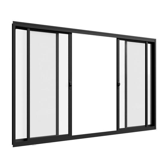 Janela Vitrô 4 Folhas 1,50m x 1,00m Sem Grade Em Alumínio Preto Com ...