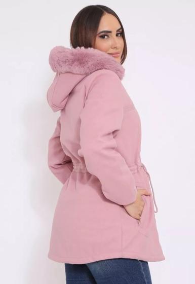 Jaqueta Parka Lã batida Tam P capuz de pelo removível forrada de pelo ...