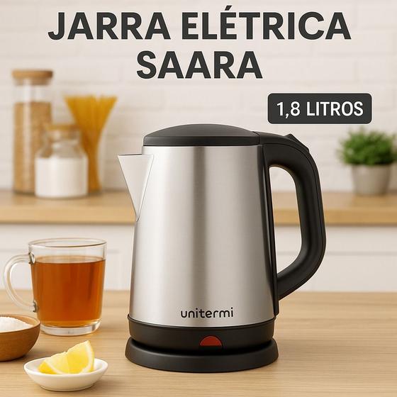 Jarra Chaleira Elétrica Inox Saara - 1,8 Litros 220V c/ desligamento automático trava giratória ...